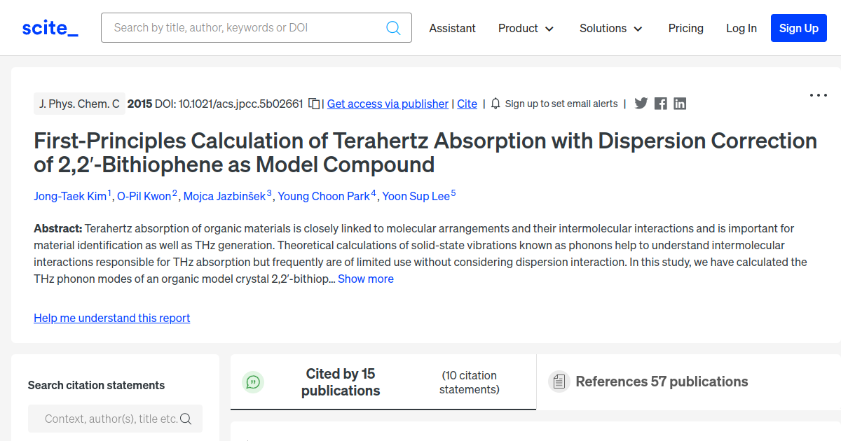 First-Principles Calculation of Terahertz Absorption with Dispersion ... First-Principles Calculation of Terahertz Absorption with Dispersion ...
