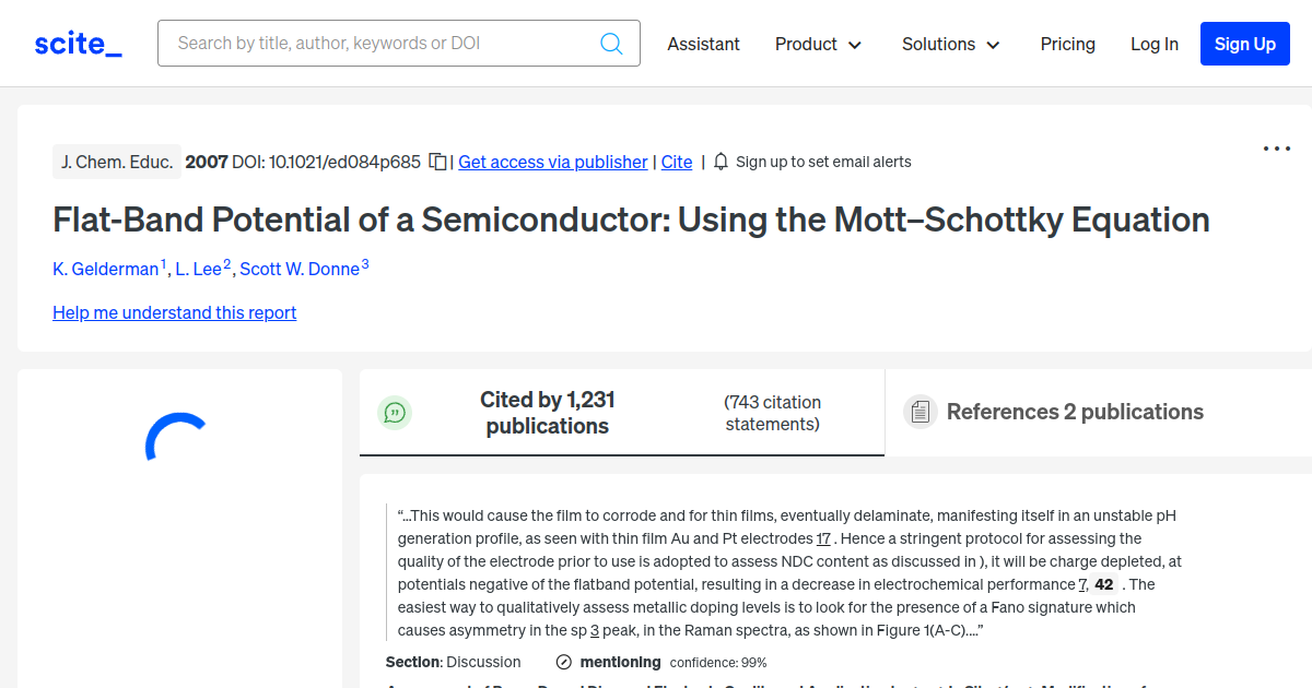 Flat Band Potential Of A Semiconductor Using The Mott Schottky