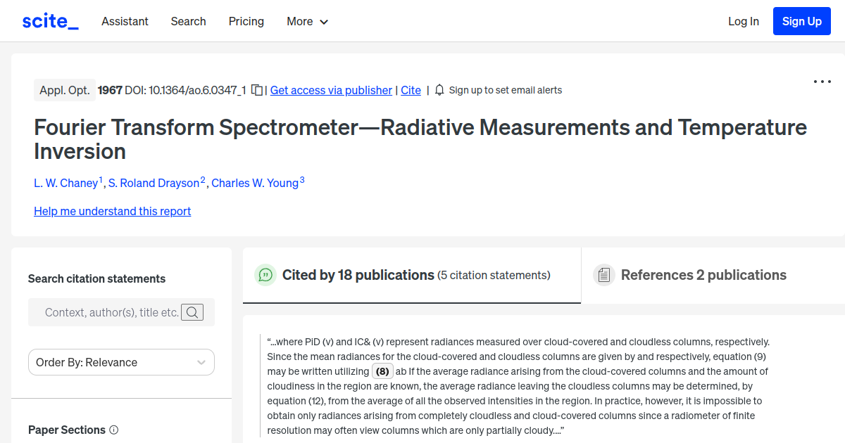 Fourier Transform Spectrometer—radiative Measurements And Temperature Inversion [scite Report]