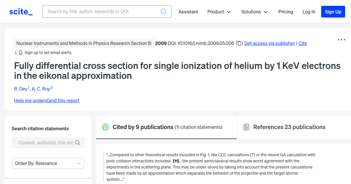 Fully Differential Cross Section For Single Ionization Of Helium By