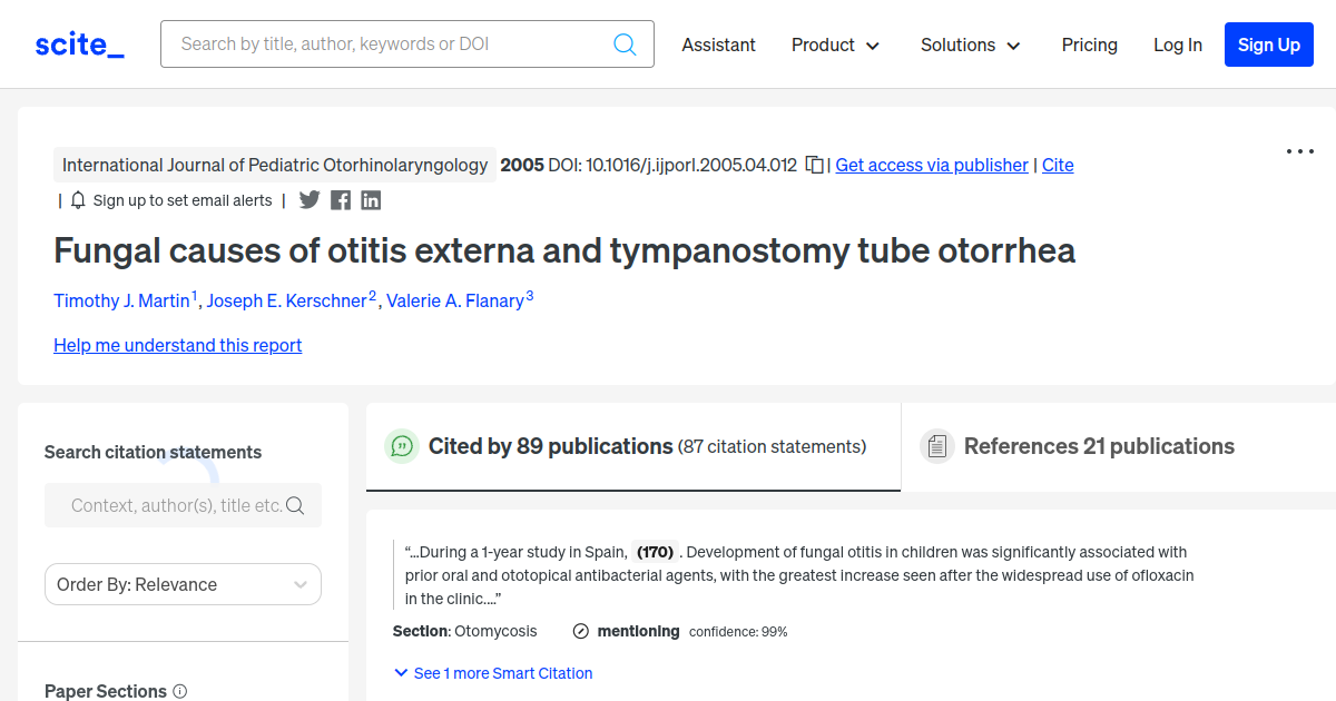Fungal Causes Of Otitis Externa And Tympanostomy Tube Otorrhea Scite