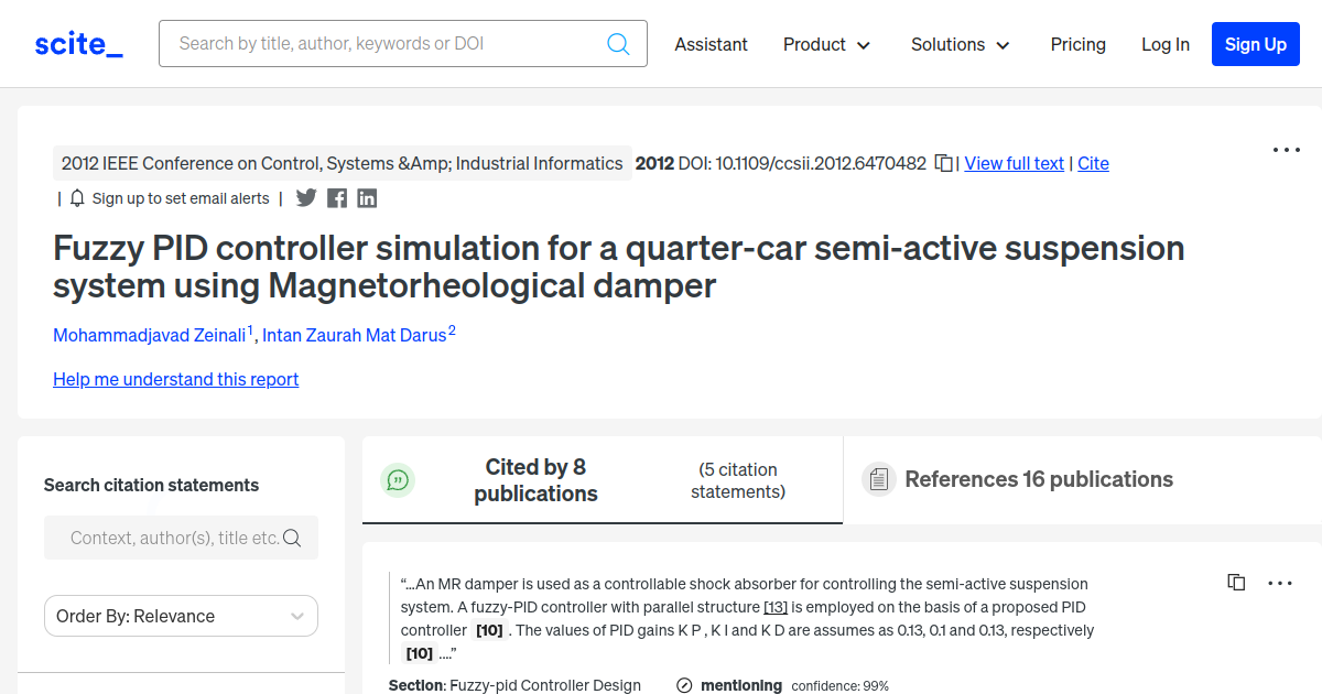 Fuzzy PID controller simulation for a quarter-car semi-active ...