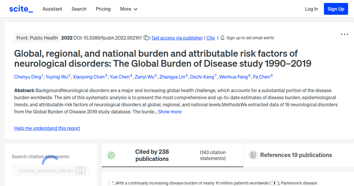 Global, regional, and national burden and attributable risk factors of neurological disorders ...