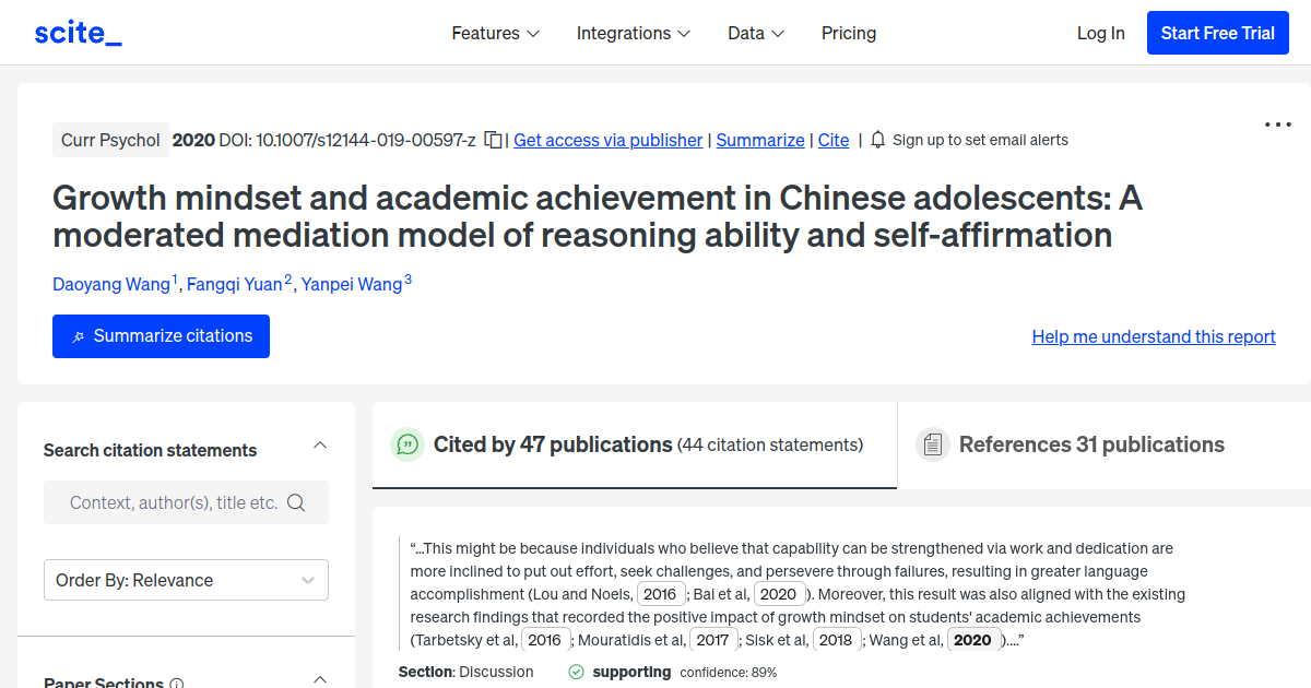 Growth mindset and academic achievement in Chinese adolescents: A ...