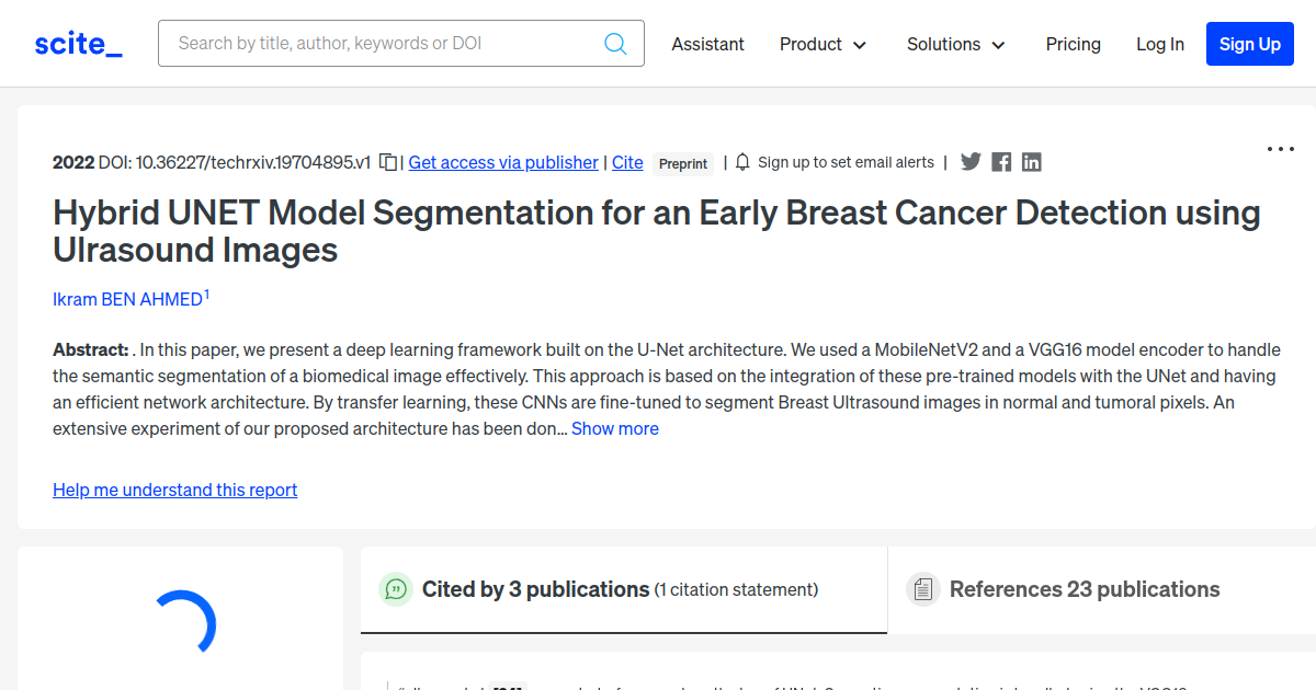 Hybrid UNET Model Segmentation for an Early Breast Cancer Detection ... Hybrid UNET Model Segmentation for an Early Breast Cancer Detection ...