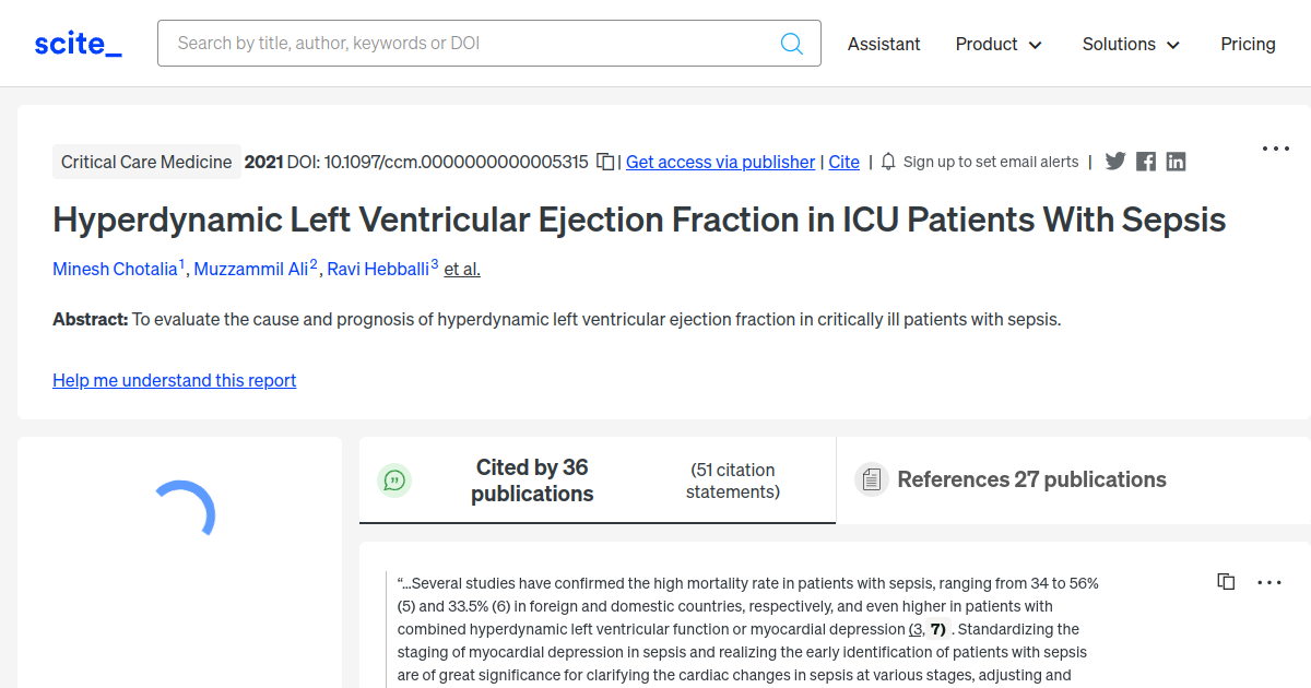 Hyperdynamic Left Ventricular Ejection Fraction In Icu Patients With