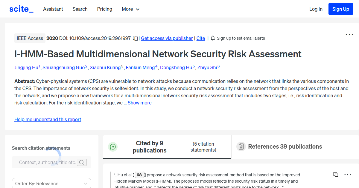 I-HMM-Based Multidimensional Network Security Risk Assessment