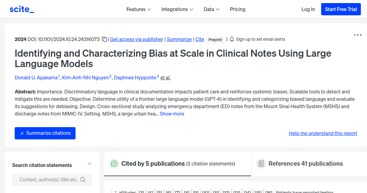 Identifying and Characterizing Bias at Scale in Clinical Notes Using ...