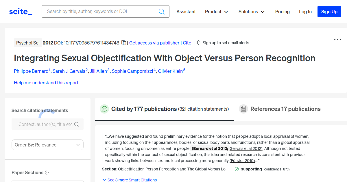 Integrating Sexual Objectification With Object Versus Person