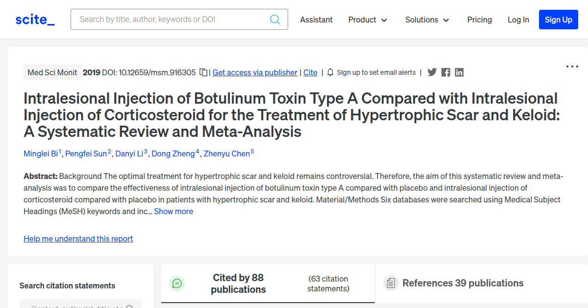 Intralesional Injection Of Botulinum Toxin Type A Compared With