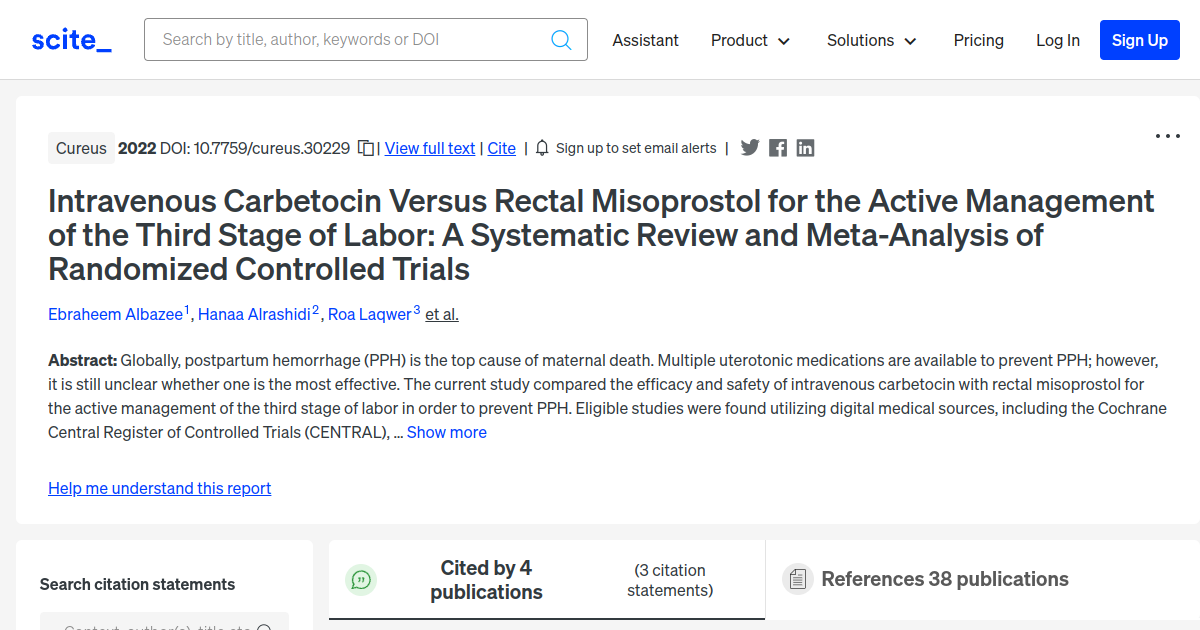 Intravenous Carbetocin Versus Rectal Misoprostol for the Active ... Intravenous Carbetocin Versus Rectal Misoprostol for the Active ...