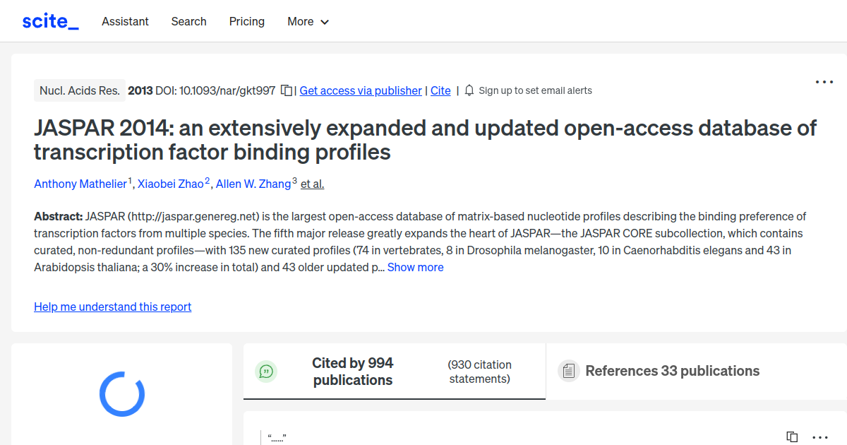 JASPAR 2014: an extensively expanded and updated open-access database of transcription factor ...