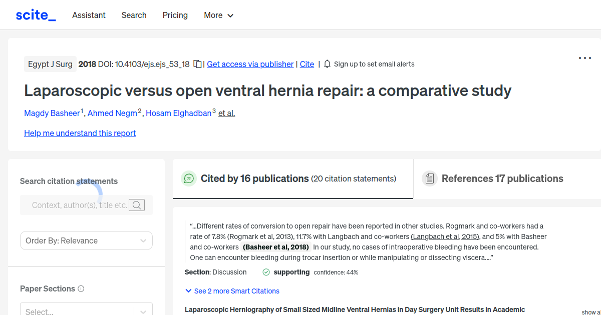 Laparoscopic versus open ventral hernia repair: a comparative study - [scite report]