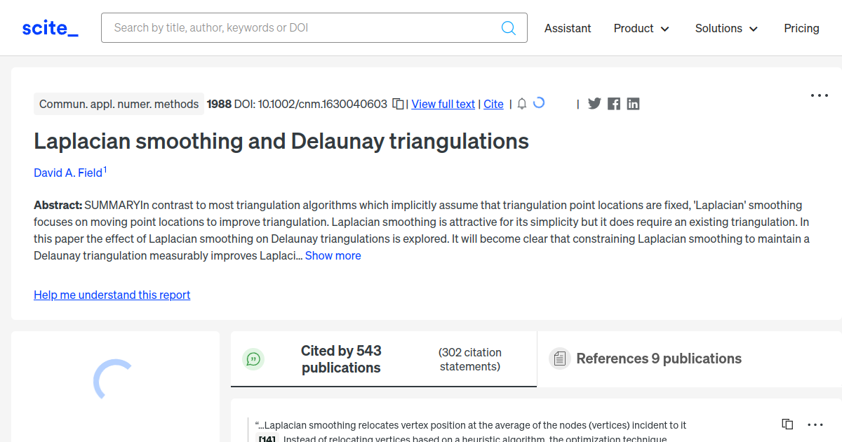 Laplacian smoothing and Delaunay triangulations Laplacian smoothing and Delaunay triangulations