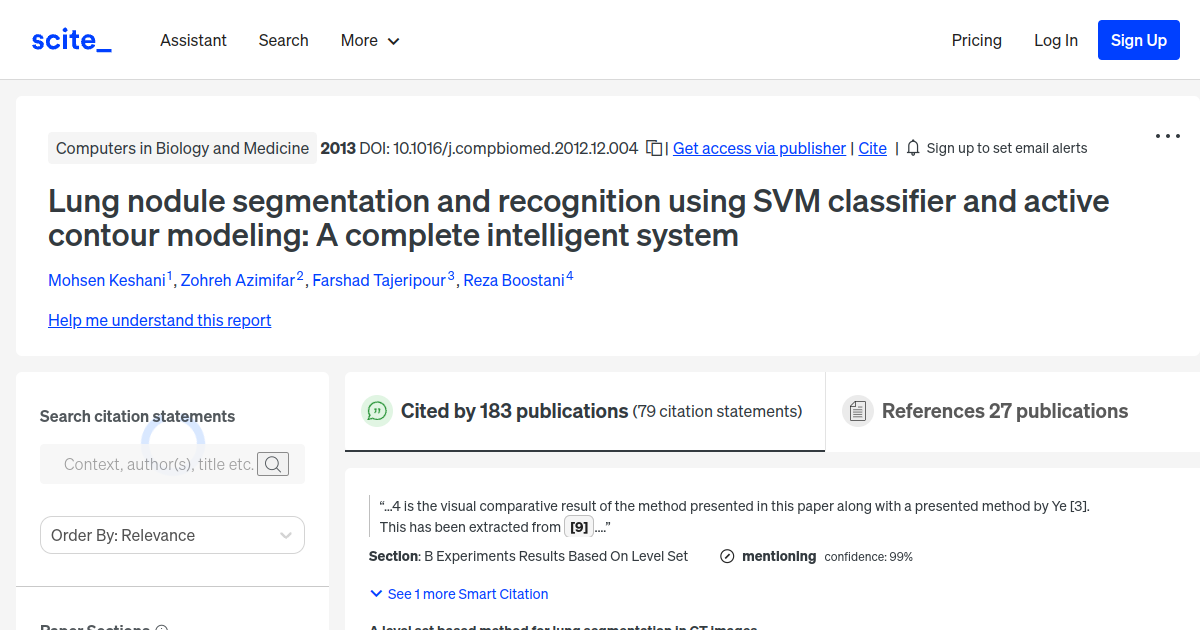 Lung Nodule Segmentation And Recognition Using Svm Classifier And Active Contour Modeling A