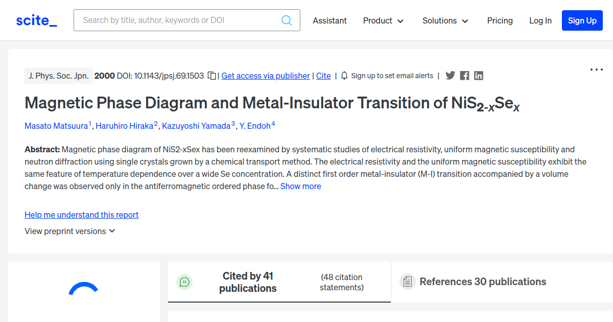 Magnetic Phase Diagram and Metal-Insulator Transition of NiS 2 - x Se x ... Magnetic Phase Diagram and Metal-Insulator Transition of NiS 2 - x Se x ...