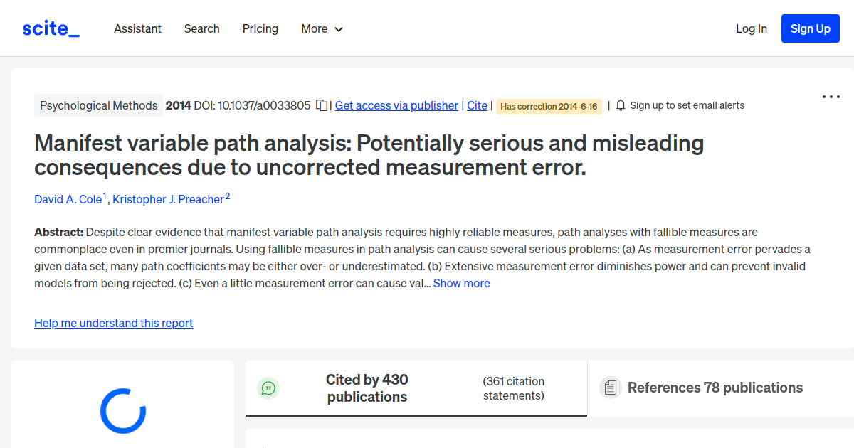 Manifest variable path analysis: Potentially serious and misleading consequences due to ...