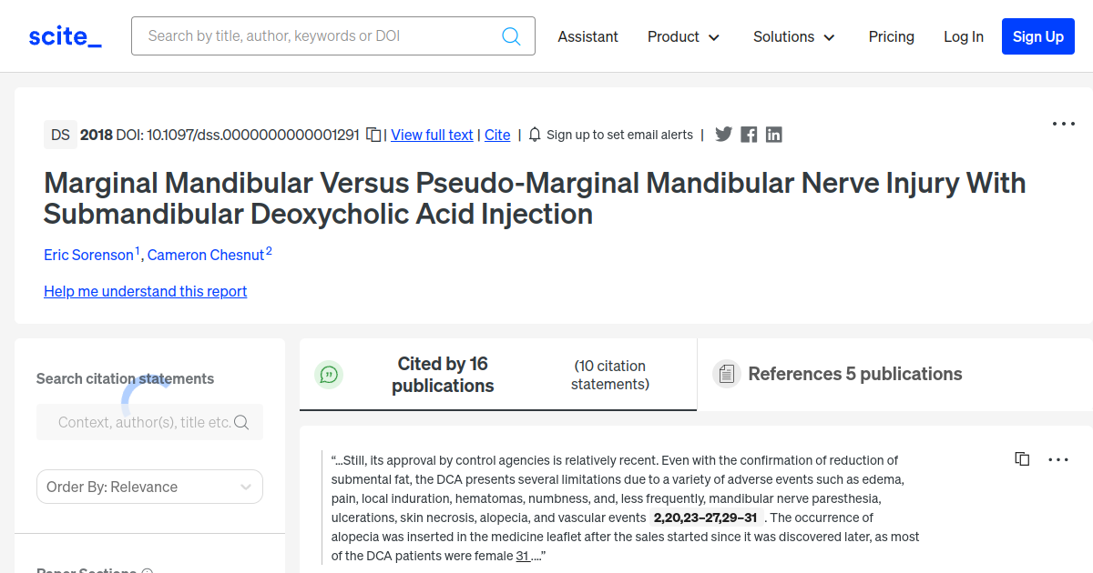 Marginal Mandibular Versus Pseudo-Marginal Mandibular Nerve Injury With ... Marginal Mandibular Versus Pseudo-Marginal Mandibular Nerve Injury With ...