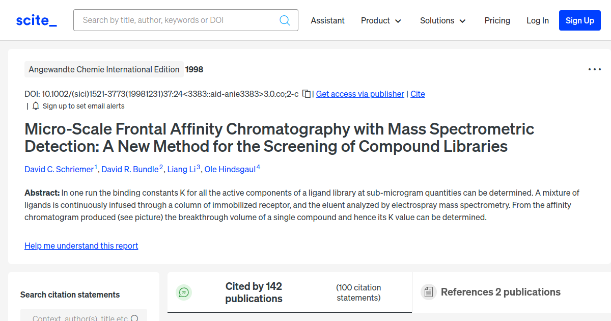 Micro Scale Frontal Affinity Chromatography With Mass Spectrometric
