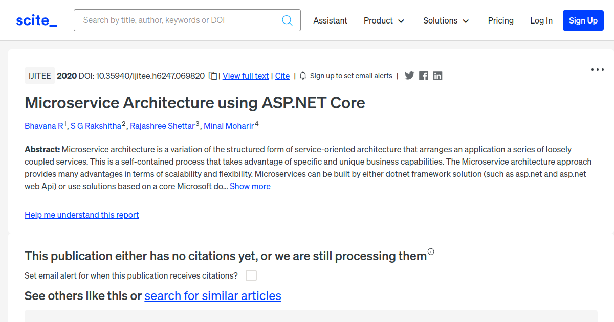 Microservice Architecture using ASP.NET Core - [scite report]