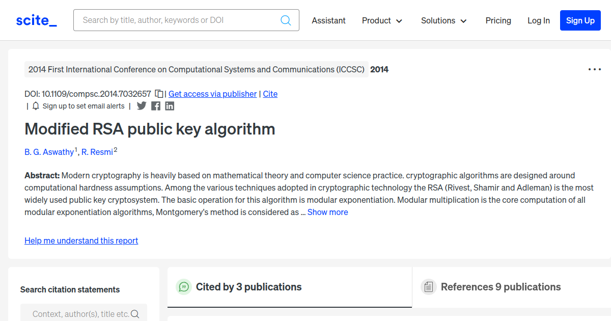 Modified RSA public key algorithm