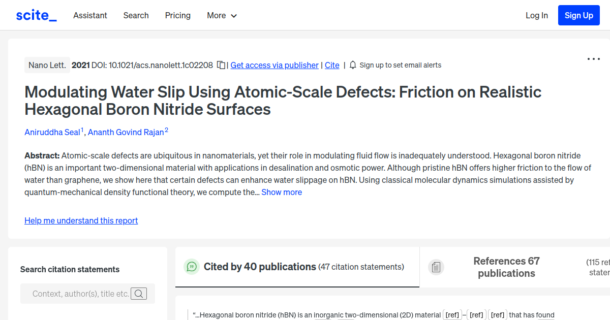 Modulating Water Slip Using Atomic-Scale Defects: Friction on Realistic Hexagonal Boron Nitride ...
