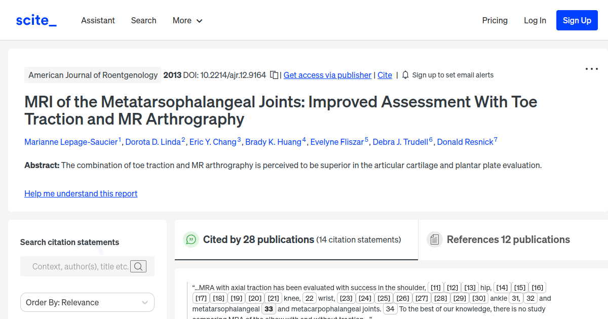 Mri Of The Metatarsophalangeal Joints Improved Assessment With Toe