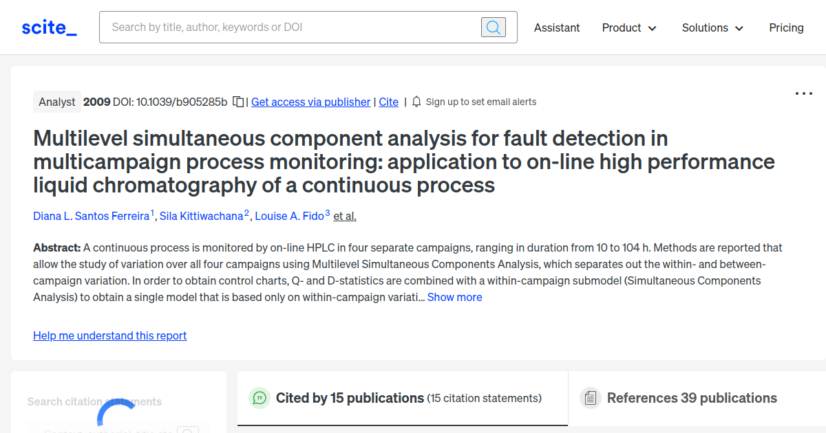 Multilevel simultaneous component analysis for fault detection in multicampaign process ...
