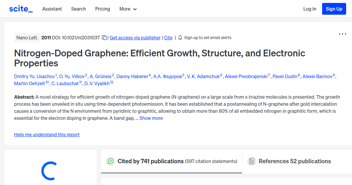 Nitrogen-Doped Graphene: Efficient Growth, Structure, and Electronic Properties