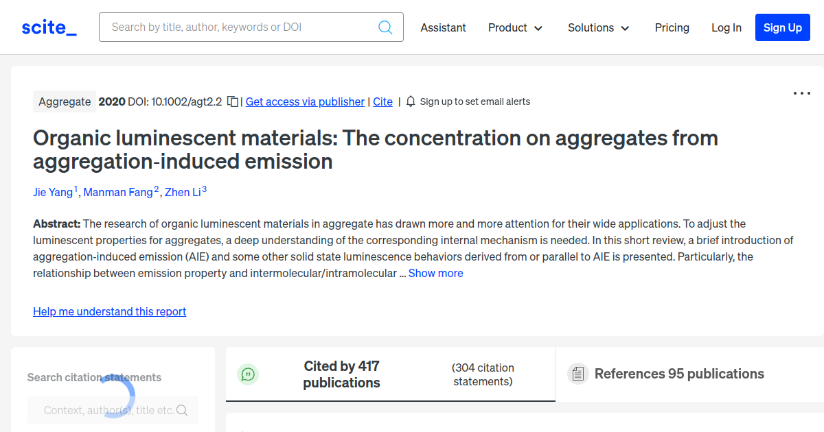 Organic Luminescent Materials The Concentration On Aggregates From