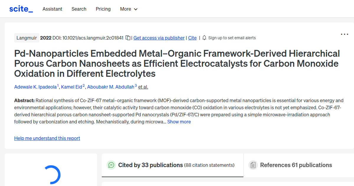 Pd-Nanoparticles Embedded Metal–Organic Framework-Derived Hierarchical Porous Carbon Nanosheets ...