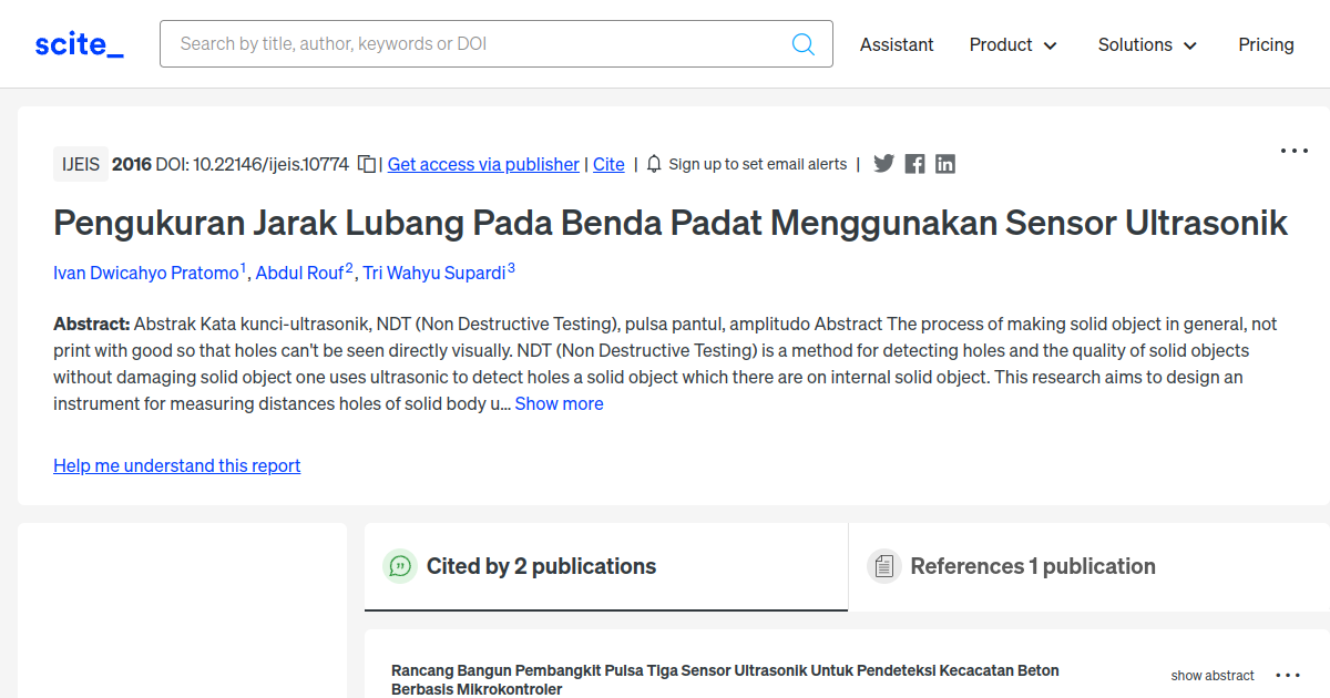 Pengukuran Jarak Lubang Pada Benda Padat Menggunakan Sensor Ultrasonik ... Pengukuran Jarak Lubang Pada Benda Padat Menggunakan Sensor Ultrasonik ...