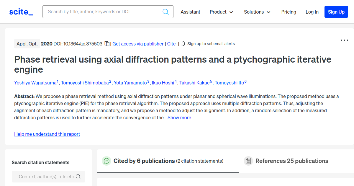 Phase Retrieval Using Axial Diffraction Patterns And A Ptychographic 2795