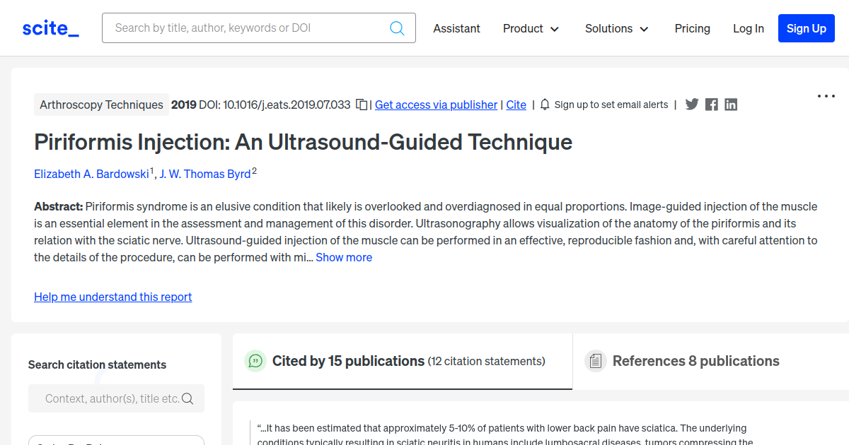 Piriformis Injection An Ultrasound Guided Technique Scite Report