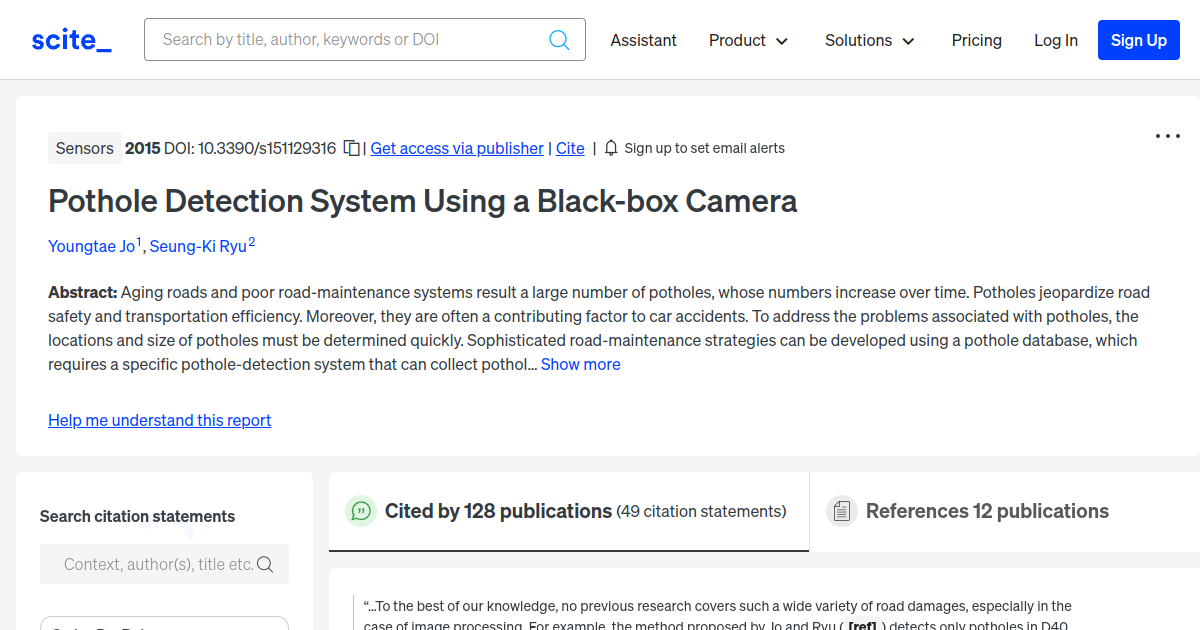 Pothole Detection System Using A Black Box Camera
