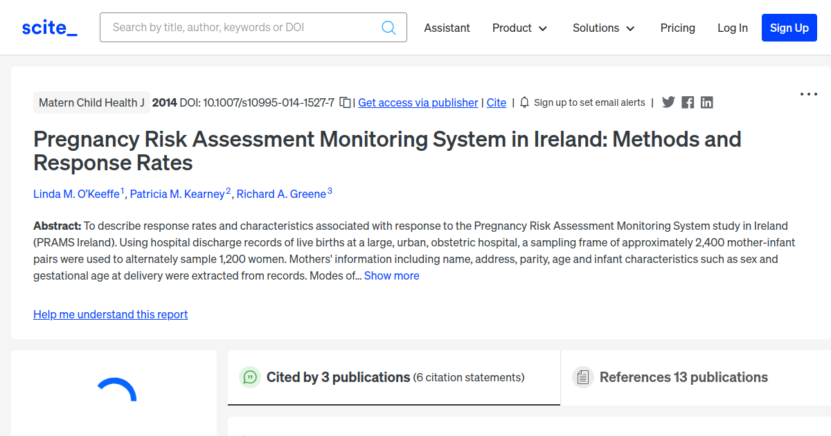 Pregnancy Risk Assessment Monitoring System in Ireland: Methods and ... Pregnancy Risk Assessment Monitoring System in Ireland: Methods and ...