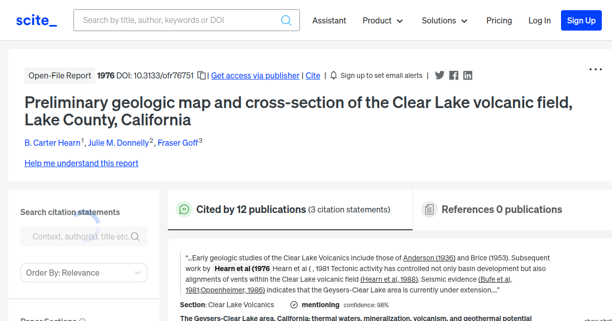 Preliminary geologic map and cross-section of the Clear Lake volcanic ... Preliminary geologic map and cross-section of the Clear Lake volcanic ...