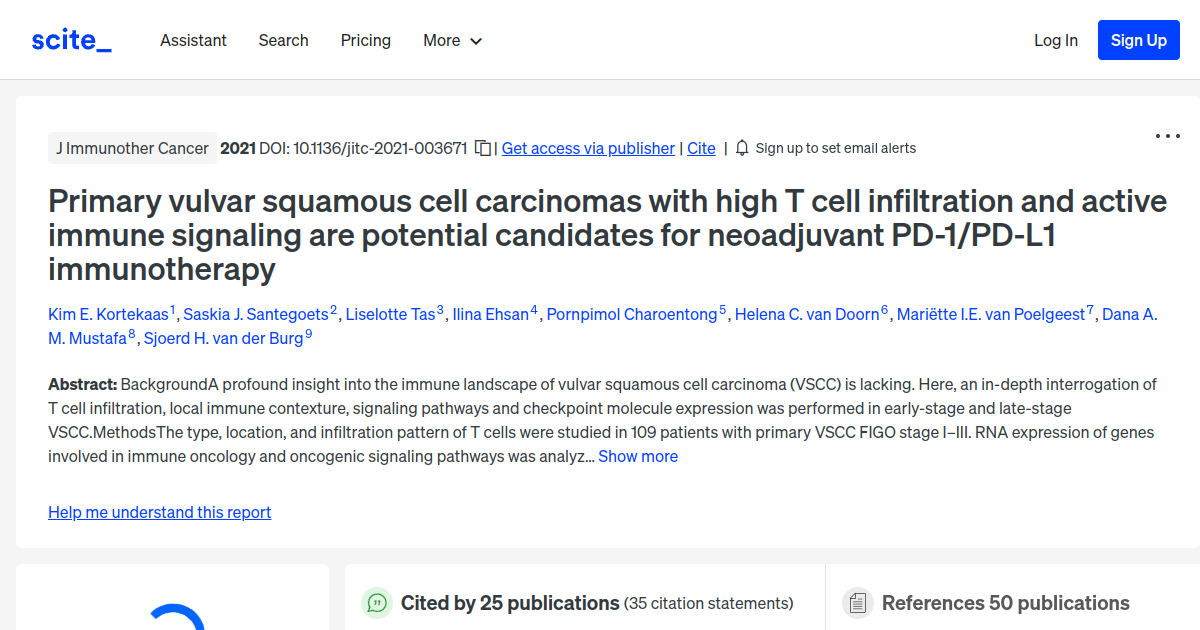 Primary vulvar squamous cell carcinomas with high T cell infiltration and active immune ...