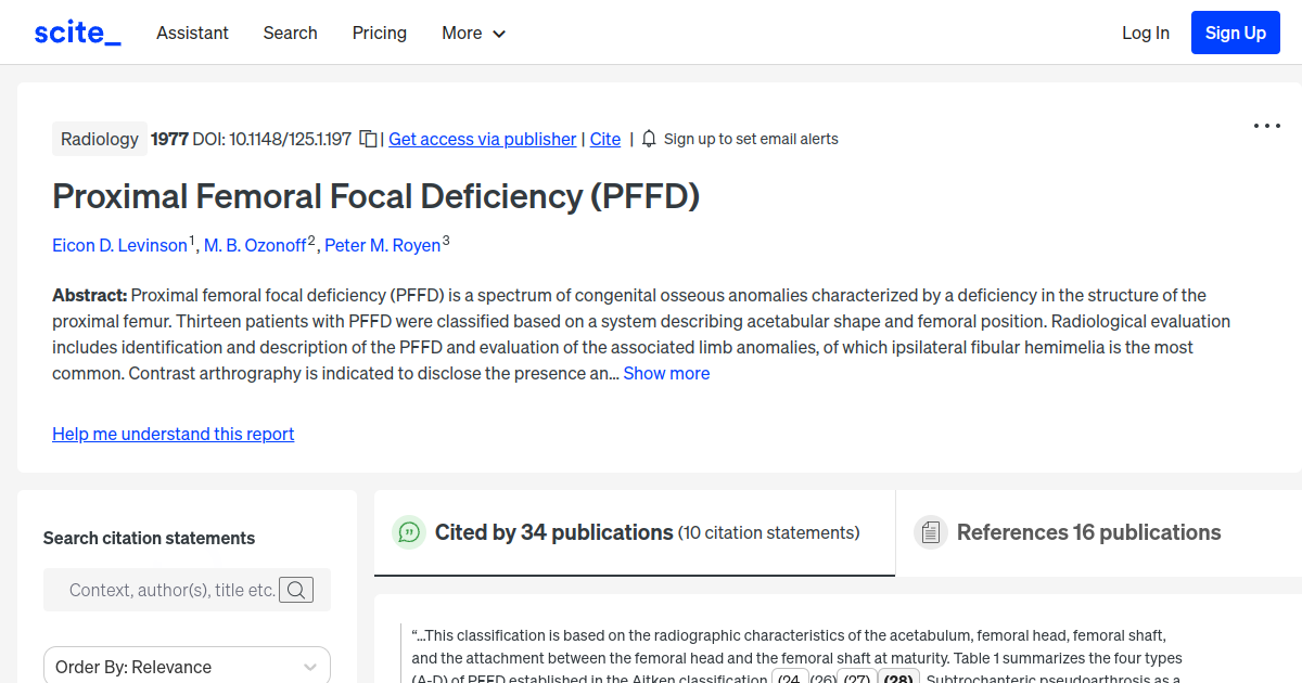 Proximal Femoral Focal Deficiency (PFFD) - [scite report]