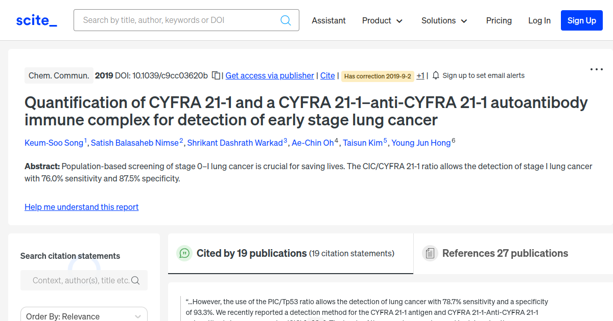 Quantification Of Cyfra 21 1 And A Cyfra 21 1 Anti Cyfra 21 1
