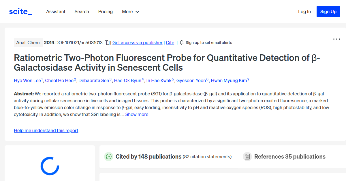 Ratiometric Two Photon Fluorescent Probe For Quantitative Detection Of β Galactosidase Activity