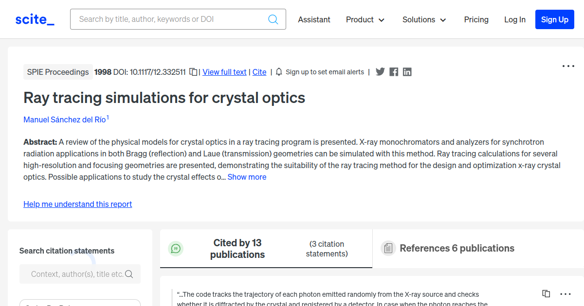 Ray tracing simulations for crystal optics - [scite report]
