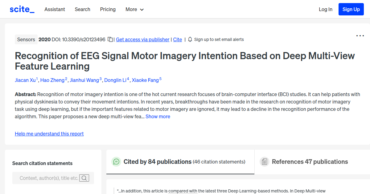 Recognition of EEG Signal Motor Imagery Intention Based on Deep Multi-View Feature Learning ...
