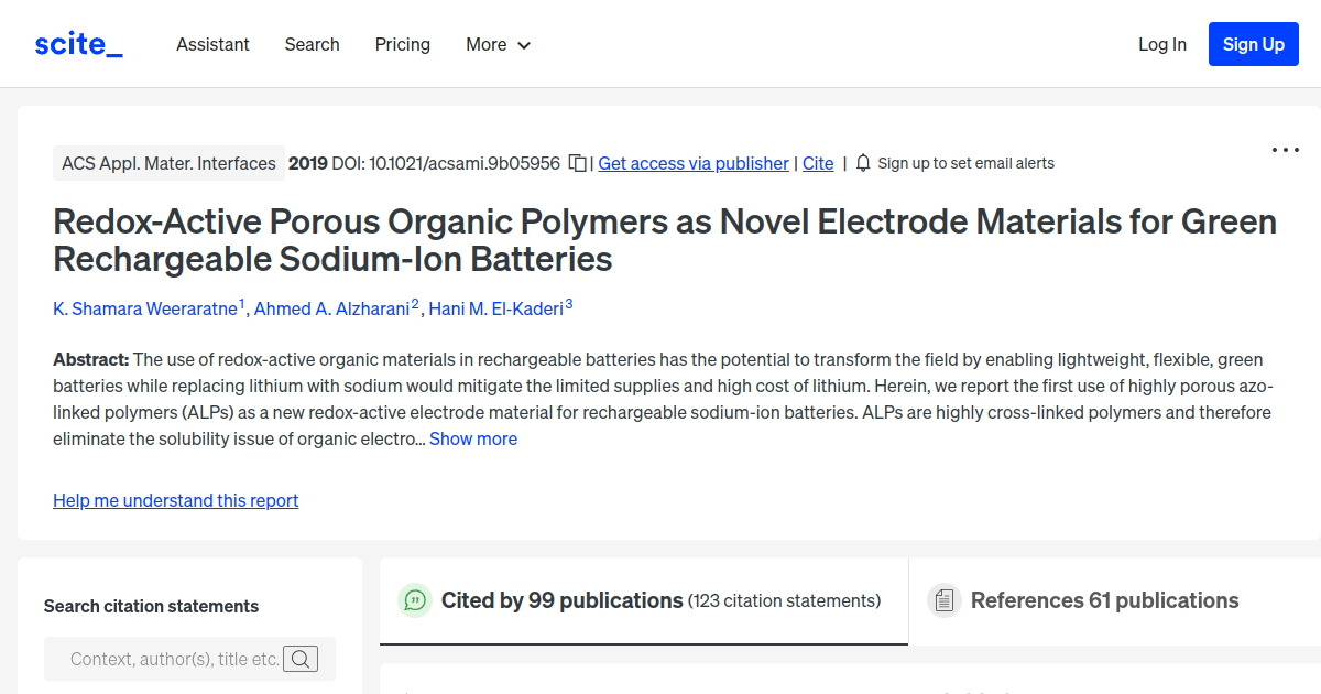 Redox Active Porous Organic Polymers As Novel Electrode Materials For Green Rechargeable Sodium
