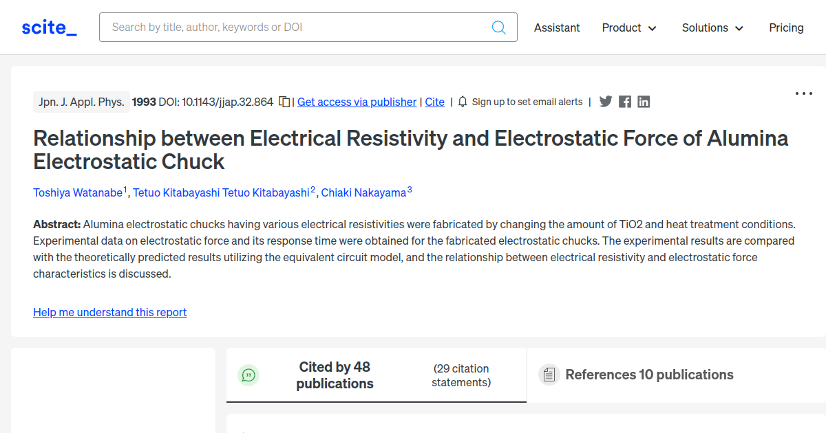 Relationship between Electrical Resistivity and Electrostatic Force of ... Relationship between Electrical Resistivity and Electrostatic Force of ...