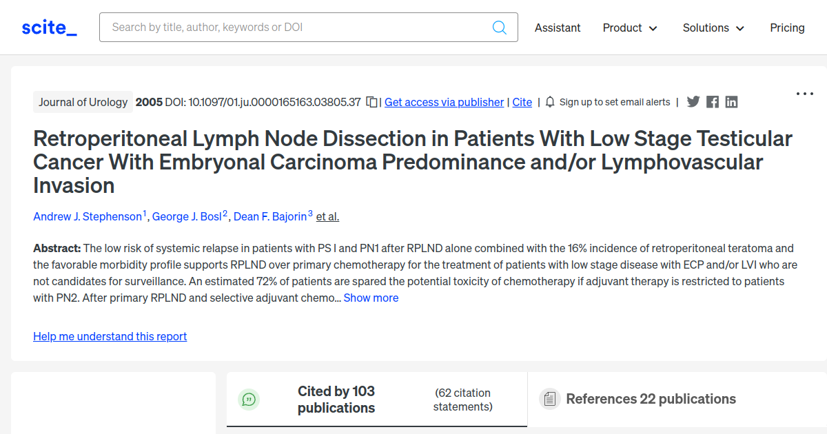Retroperitoneal Lymph Node Dissection In Patients With Low Stage