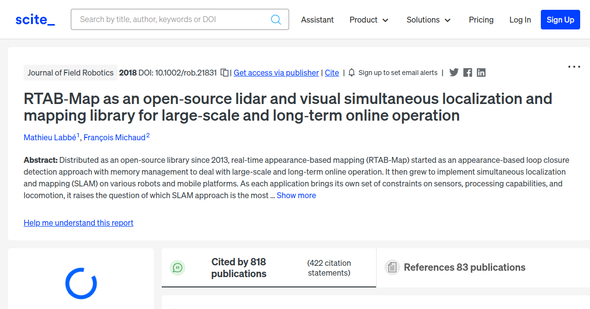 Rtab Map As An Open Source Lidar And Visual Simultaneous Localization And Mapping Library For