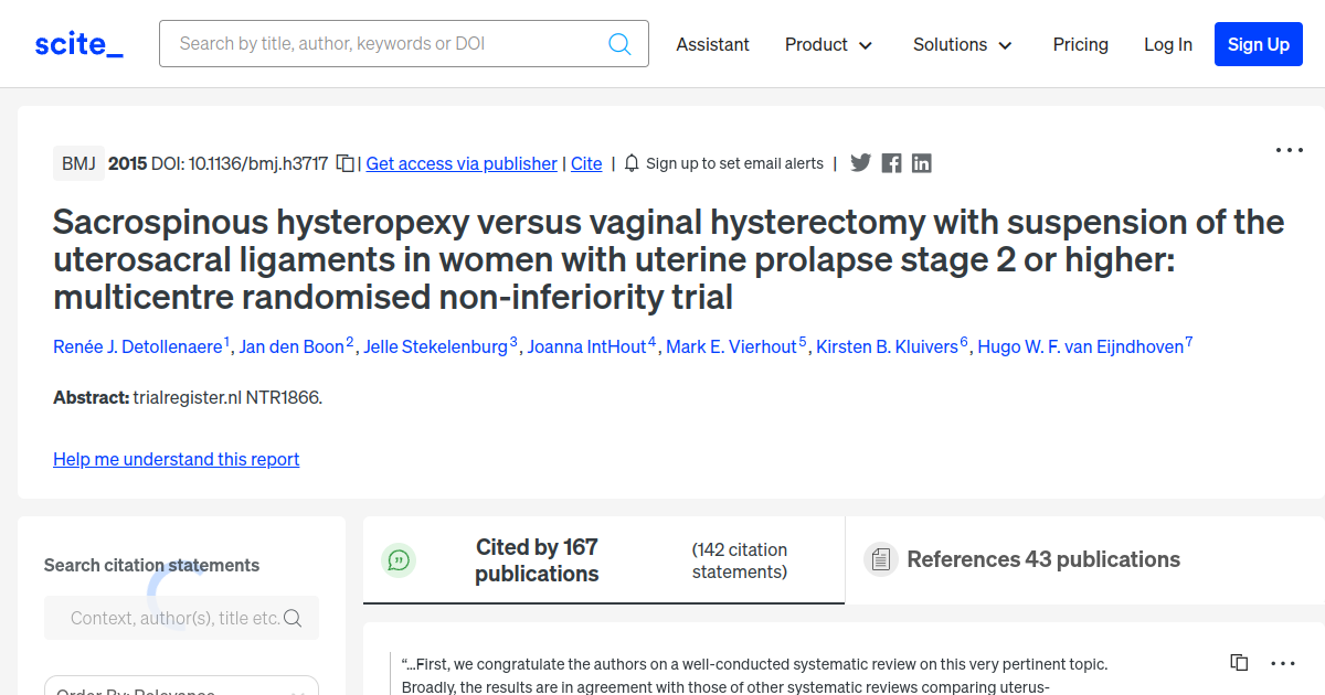 Sacrospinous Hysteropexy Versus Vaginal Hysterectomy With Suspension Of