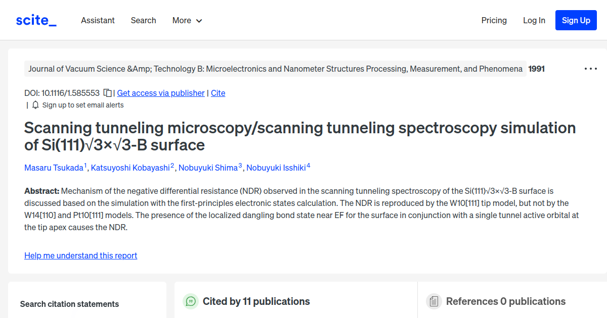 Scanning Tunneling Microscopy Scanning Tunneling Spectroscopy Simulation Of Si 111 √3×√3 B