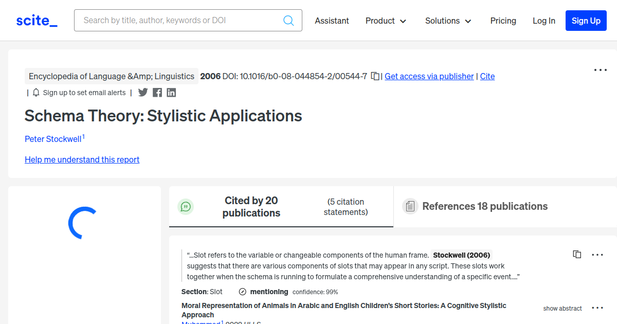 Schema Theory: Stylistic Applications - [scite report]